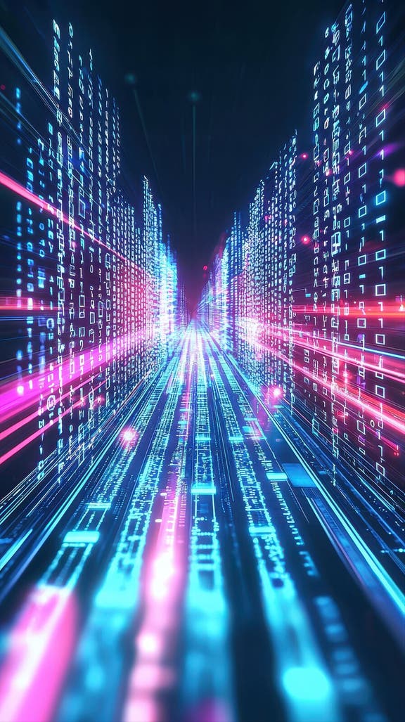 Tunnel of Data Representing the Flow of Information and Insights in ...