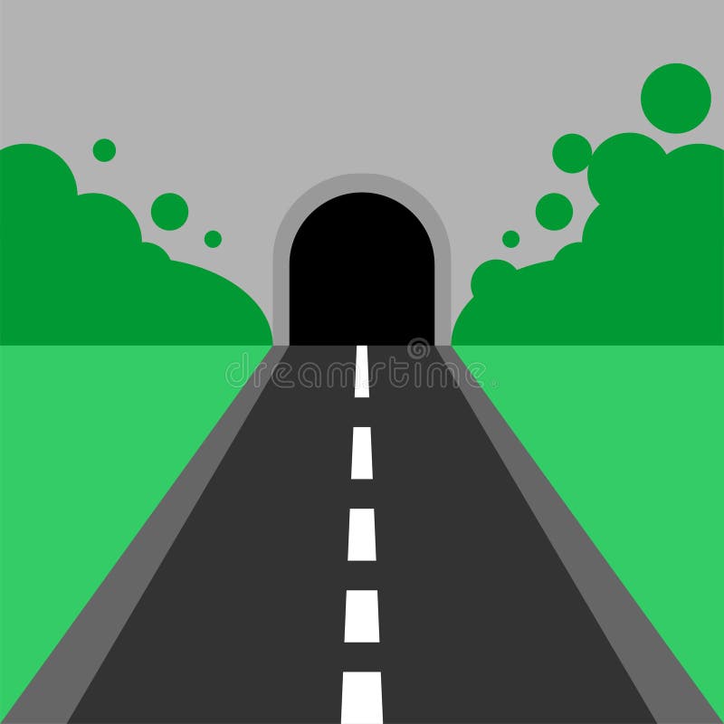 Tunnel at End of Road. Path Ends in Tunnel Stock Vector - Illustration ...