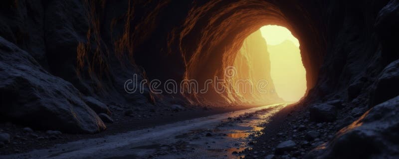 Tunnel Entrance with Bright Light Fading into Darkness, Darkness, Cave ...