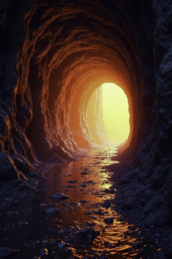 Tunnel Entrance with Bright Light Fading into Darkness, Tunnel ...
