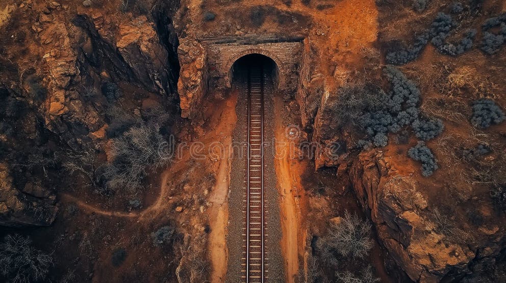Tunnel-facing Perspective View of Railway Tracks Stock Image - Image of ...
