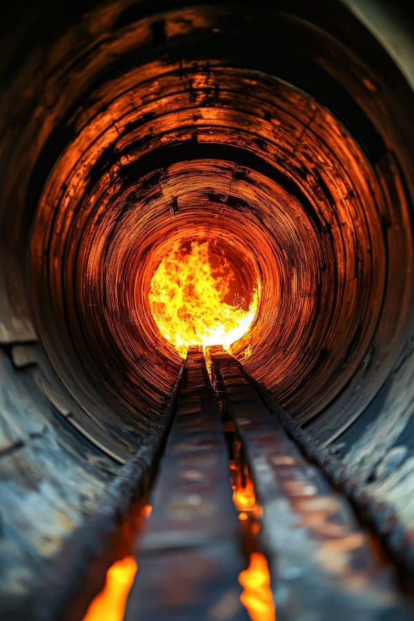 Tunnel with a Fire Burning Inside of it Stock Image - Image of fire ...