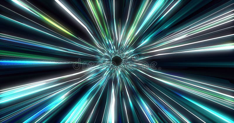 A Tunnel Flying at the Speed of Light from Multi-colored Blue and White ...
