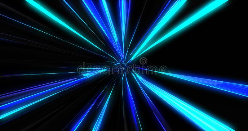 A Tunnel Flying at the Speed of Light from Multi-colored Blue and White ...