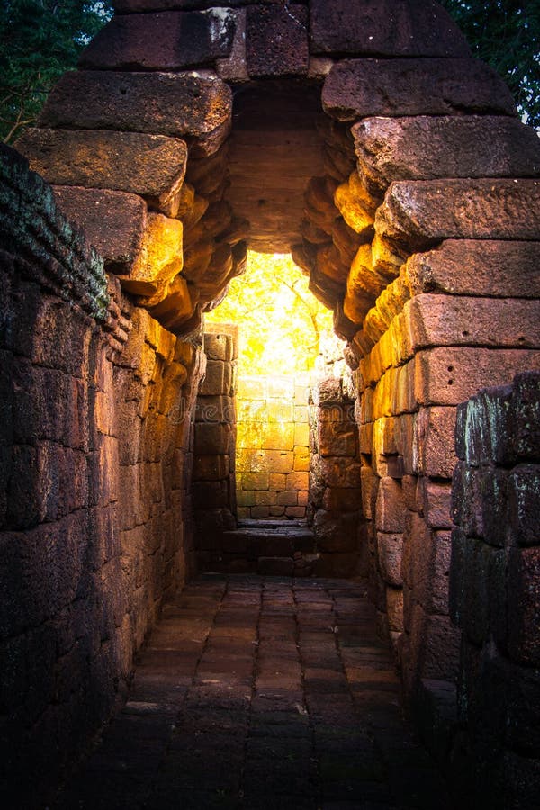 Tunnel Golden Light in Rock Castle Ancient Stock Image - Image of ...