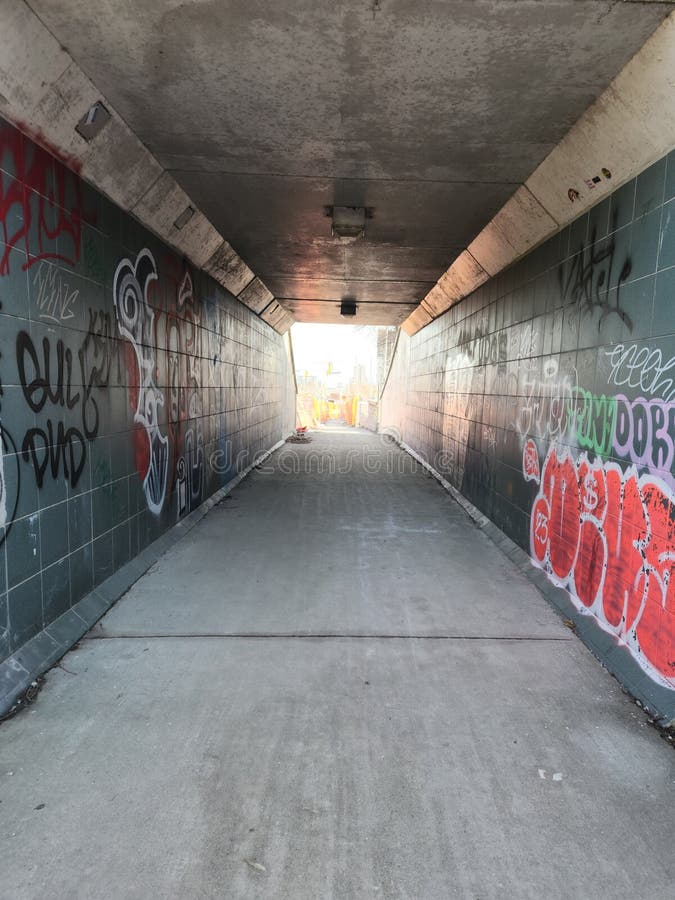 Tunnel of Graffiti editorial stock photo. Image of mural - 308634258