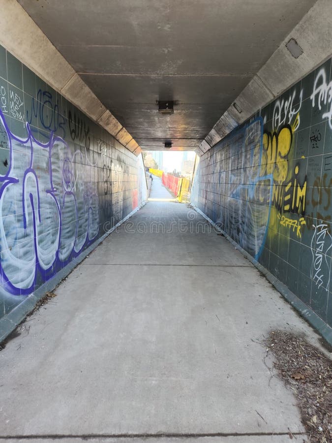 Tunnel of Graffiti editorial photography. Image of infrastructure ...
