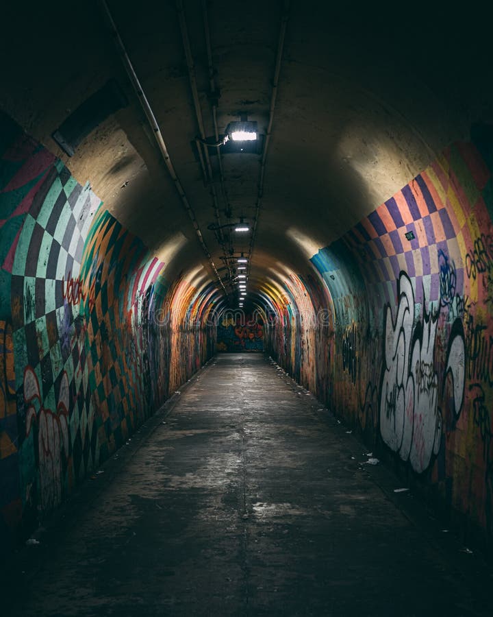 Tunnel in the 9th Street PATH Subway Station, in Manhattan, New York ...
