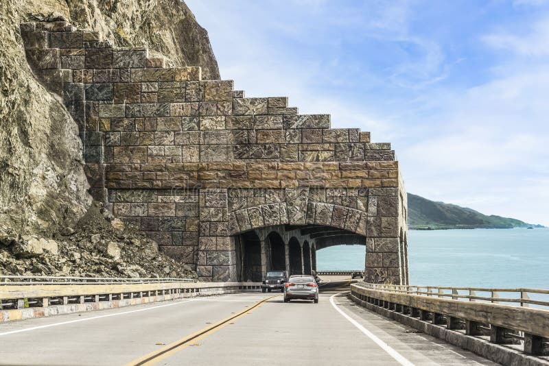 Tunnel on Highway 1 at Big Sur, California Stock Image - Image of ...