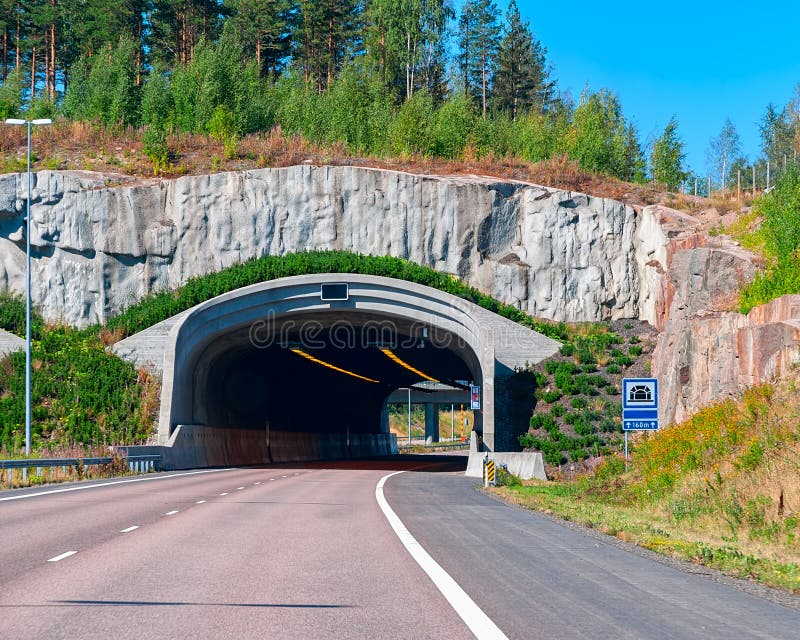 Tunnel on highway. stock image. Image of landscape, highway - 129181431
