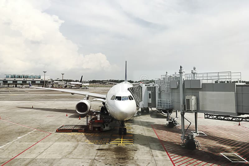 The Tunnel of the Jet Bridge Connected To the Aircraft. Stock Image ...