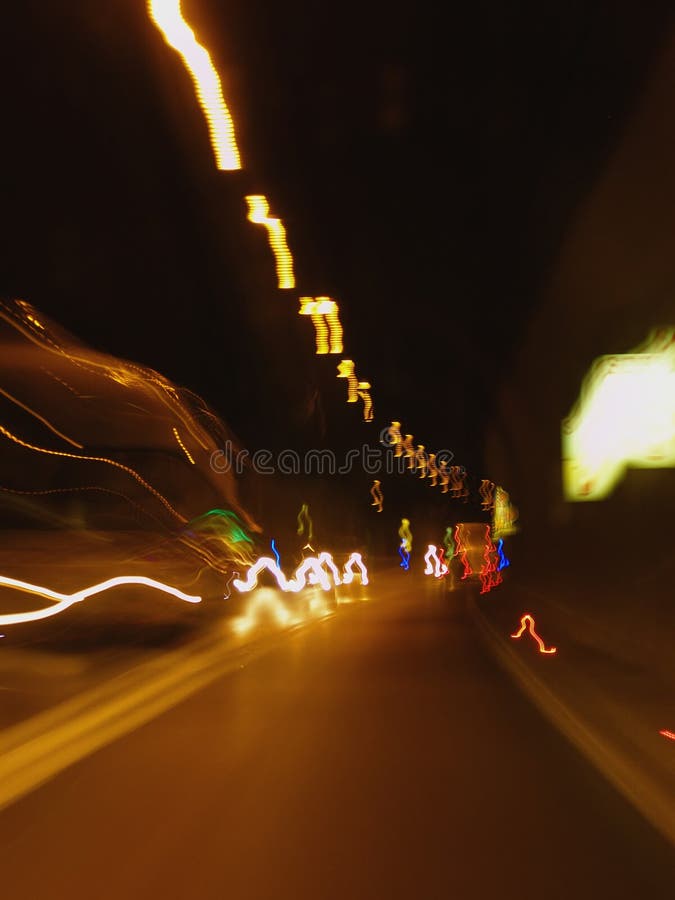 Night Drive with Car in Motion Stock Photo - Image of abstract, light ...