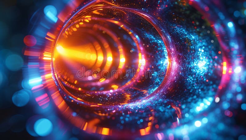 A Tunnel-like Perspective of a Glittering, Multicolored Vortex, with an ...
