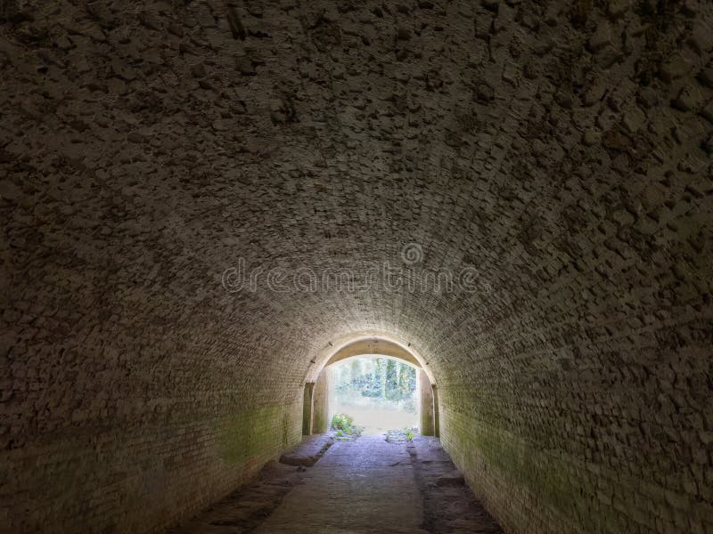 Tunnel Lined with Red Bricks in the Old Fortress Stock Photo - Image of ...