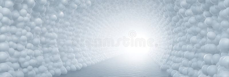 Tunnel Made of Translucent Spheres Stretching into the Distance, Soft ...