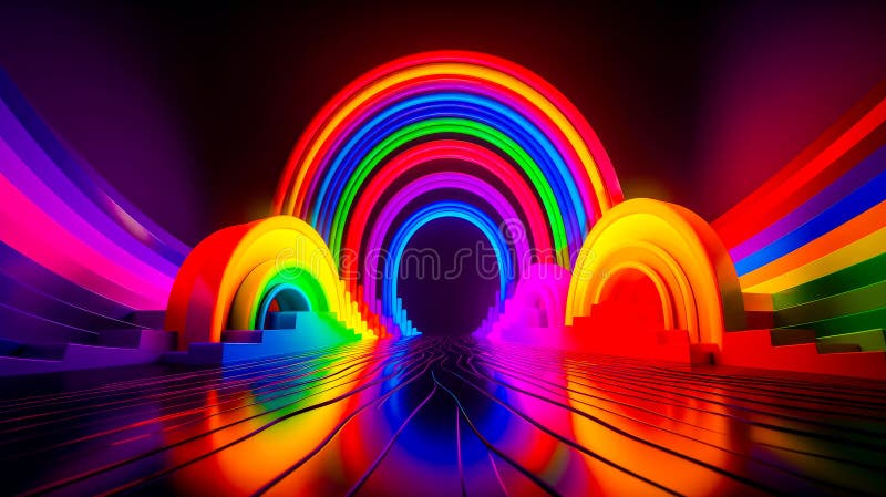 Tunnel with Many Colors of Light Coming Out of it. Generative AI Stock ...