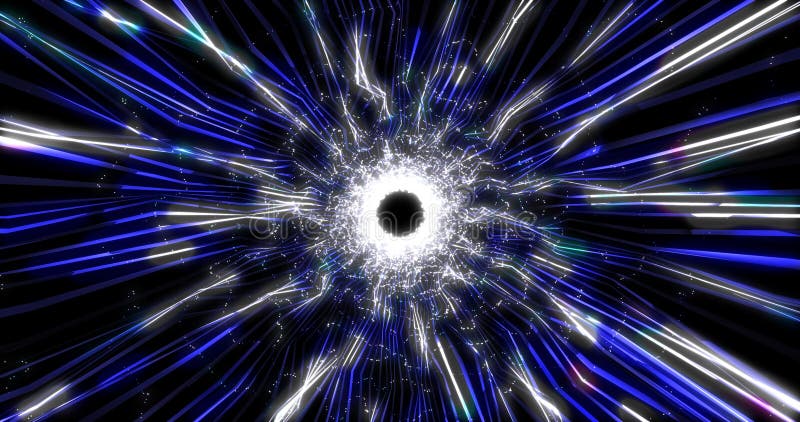 A Tunnel of Multi-colored Blue and White Moving Light Strips and Ice ...