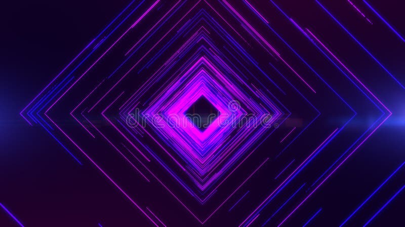 Tunnel Neon Light Glowing Line Neon Light, Purple Square Shape Tunnel ...