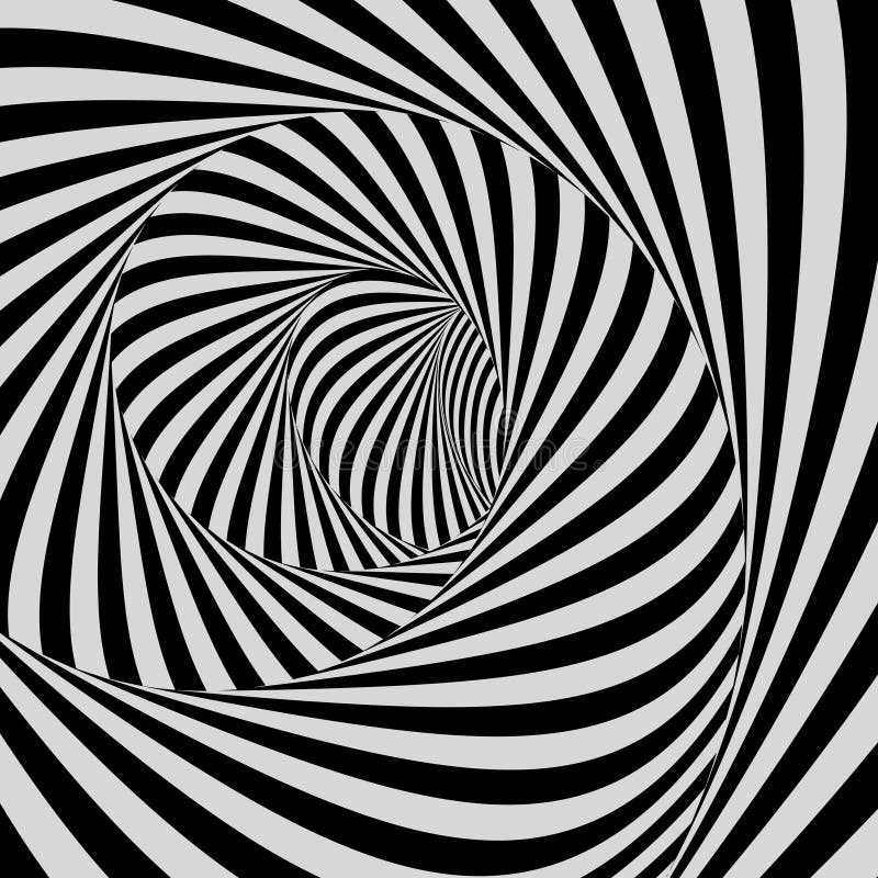 Tunnel. Optical Illusion. Black and White Abstract Striped Background ...