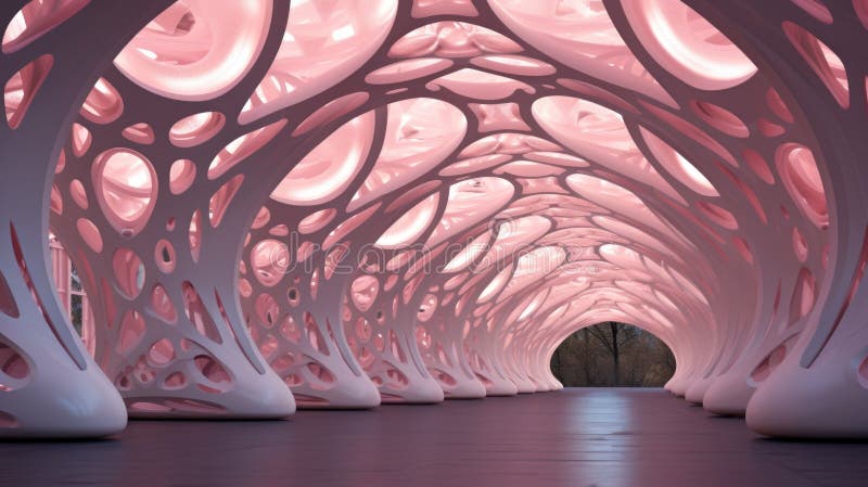 A Tunnel with a Pink Light Inside of it Stock Illustration ...