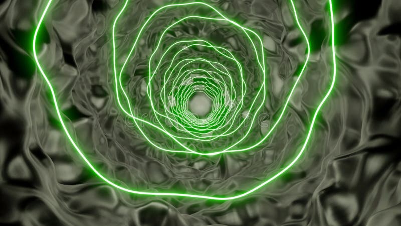 Tunnel with Plasma Liquid and Neon Lines. Design. Bright Tunnel with ...