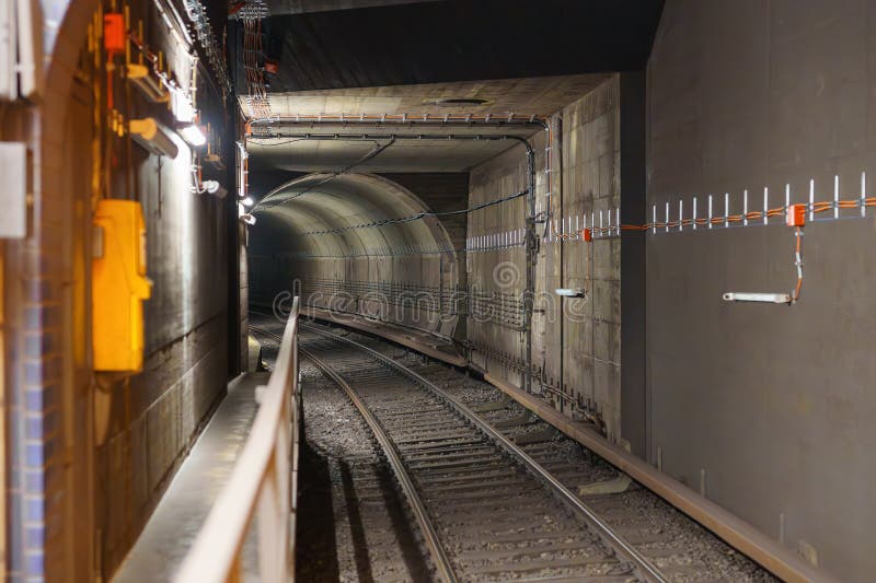 Tunnel with Rails for the Underground City Metro Stock Photo - Image of ...
