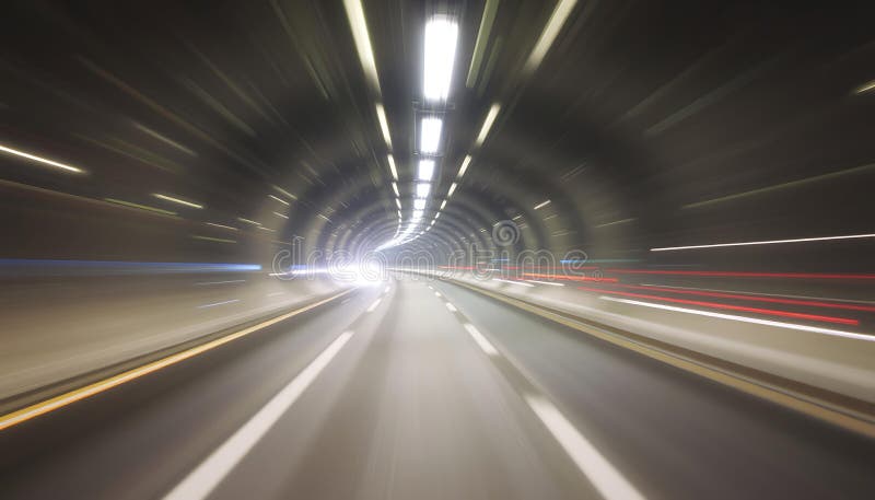 Tunnel Road with Light Trails, Transportation and Modern Infrastructure ...