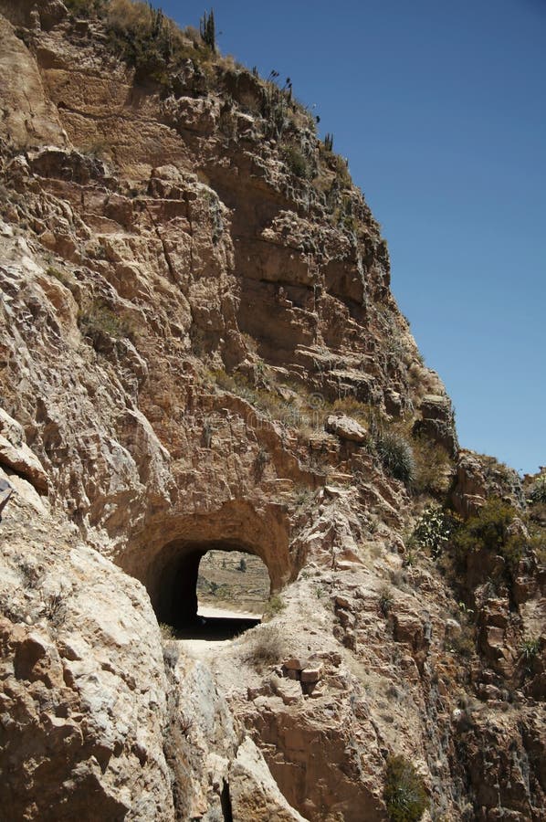 Tunnel in the rock stock photo. Image of inca, tourism - 1346286