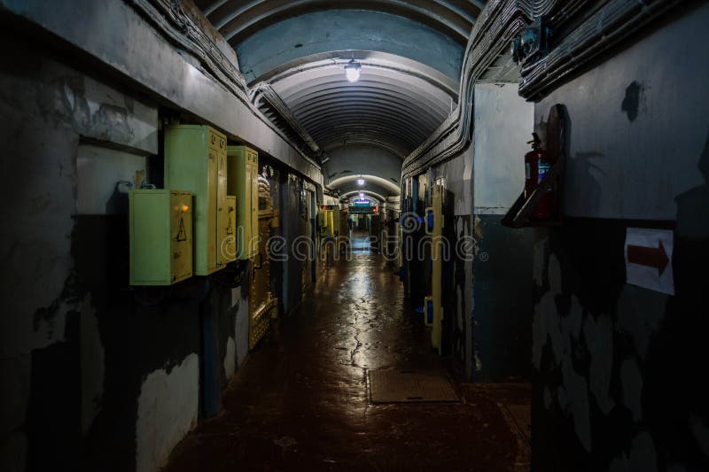 Tunnel of Soviet Bunker, Command Post Echo of Cold War Stock Photo ...