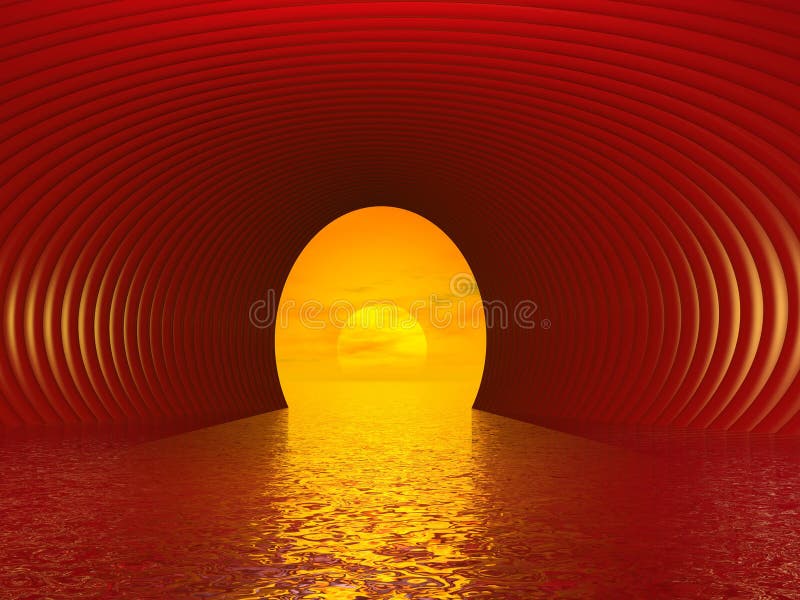 Tunnel To the Sun - 3D Render Stock Illustration - Illustration of ...