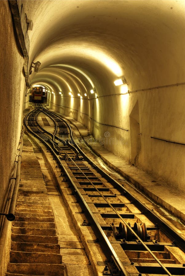 Tunnel with the train stock photo. Image of funicular - 19323296
