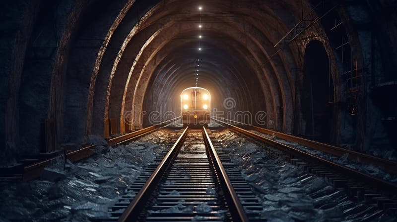 Tunnel and Train Tracks. Generative AI Stock Illustration ...
