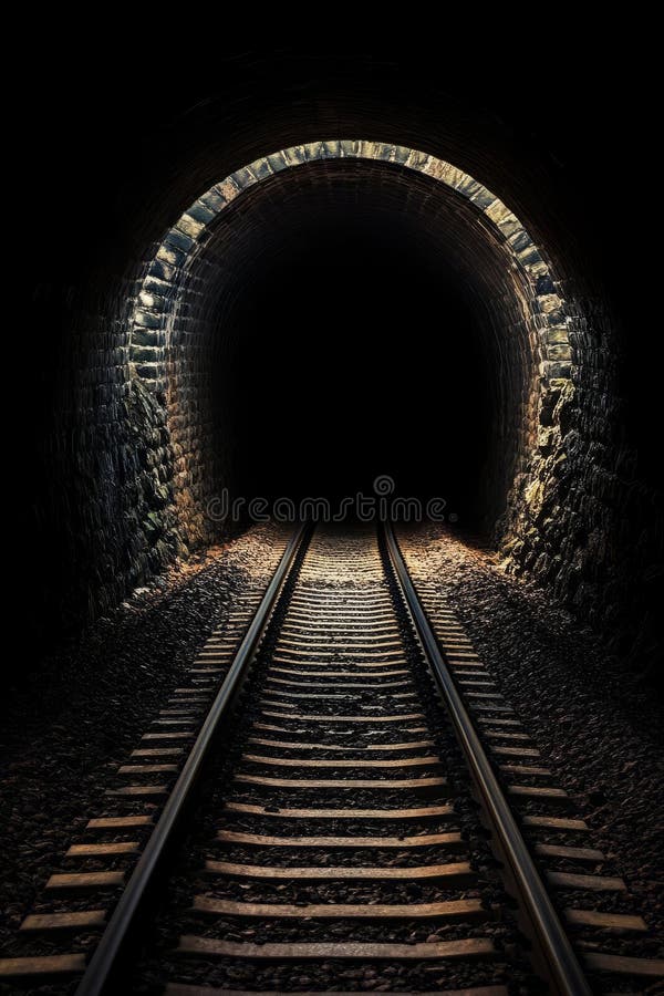 A Tunnel with Train Tracks Leading into it Stock Illustration ...
