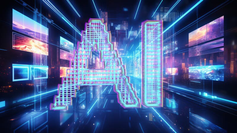 Tunnel of Transparent Photos and the Text "AI". Made with Generative AI ...