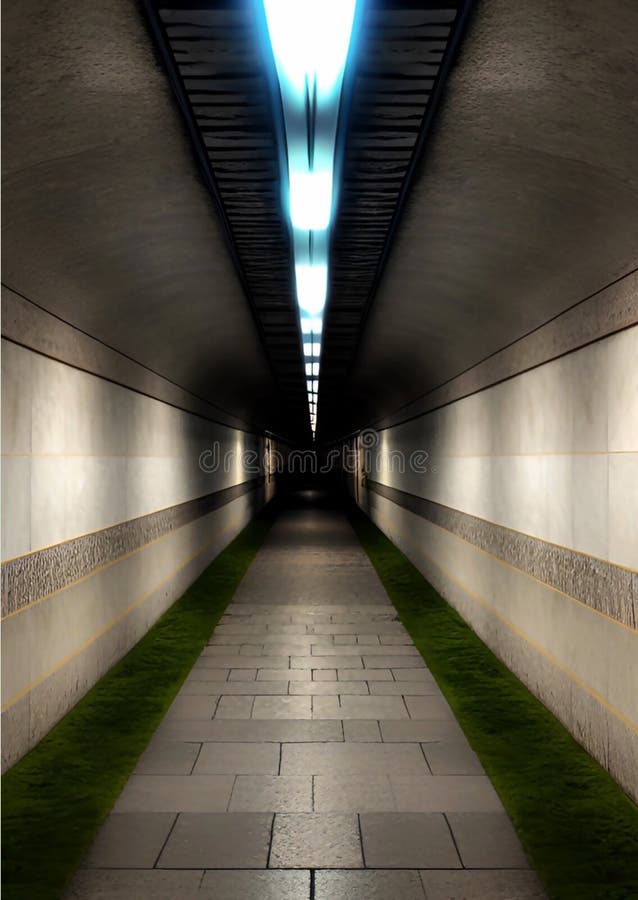 Tunnel of a Underground Passage at a Pedestrian`s Corridor with an Arch ...