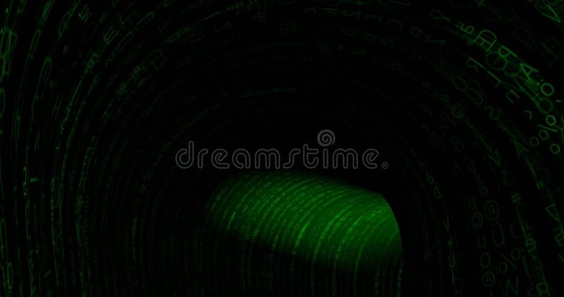 Tunnel with Walls Made with Green Code in Matrix Style - 3d Rendering ...