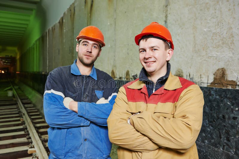 Tunnel Workers at Underground Construction Site Stock Image - Image of ...
