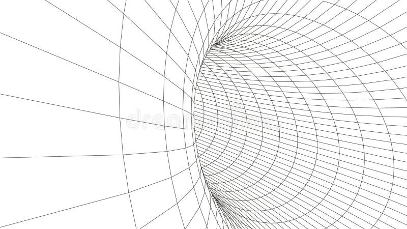 Tunnel or Wormhole. Digital 3d Wireframe Tunnel. 3D Tunnel Grid ...