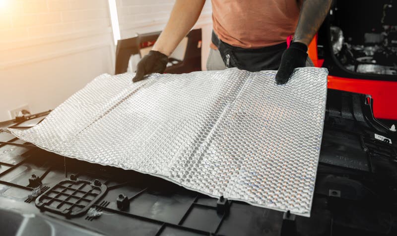 Tunning Service Worker Install Soundproofing Material Inside Car ...