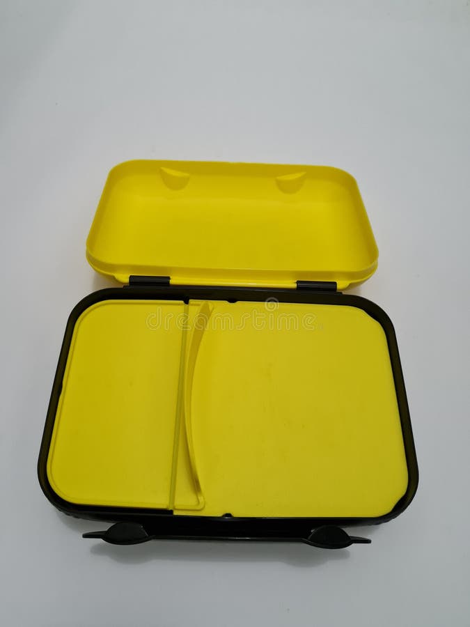 Tupperware Black and Yellow Combination Lunch Box Made of Plastic Stock ...