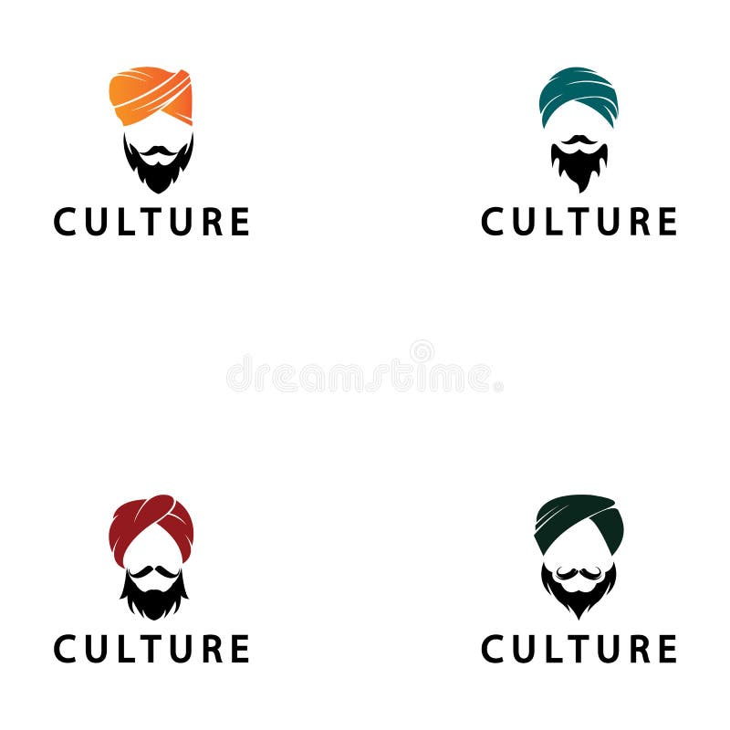 Turban Mustache India Indian Logo Design Vector Illustration Stock ...