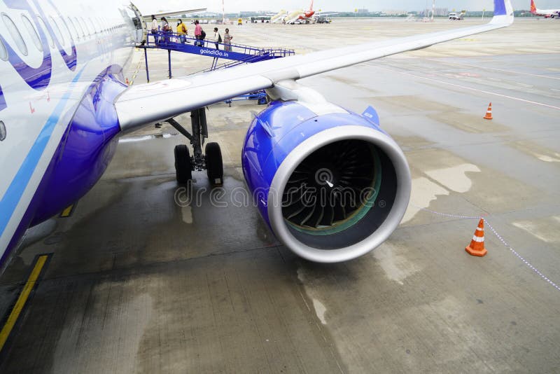 Turbine of Aircraft is Clearly Visible. Impeller and Front Elements ...