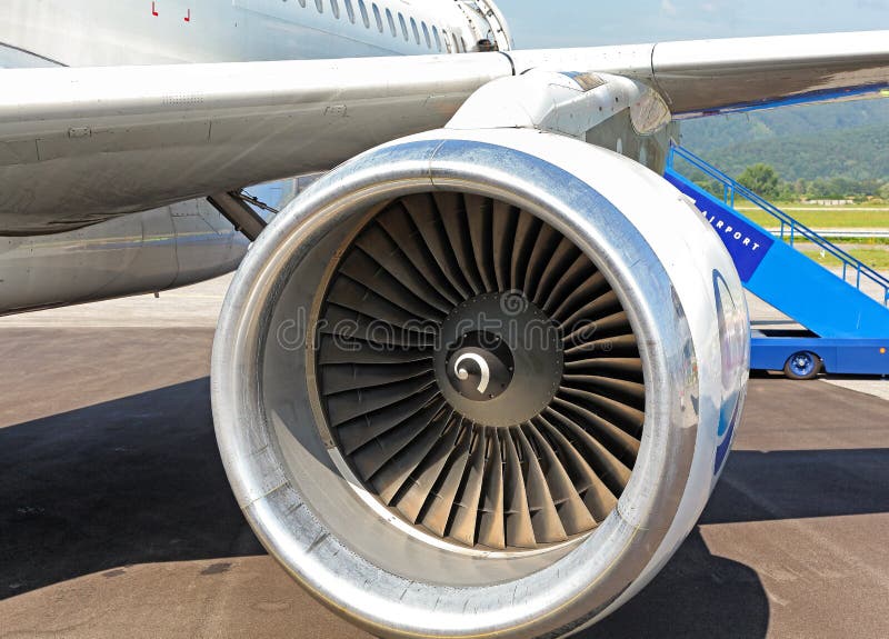 Turbine of aircraft engine stock photo. Image of aeroplane - 140146652