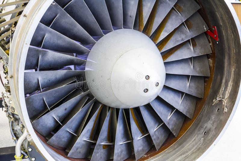 Air Compressor Turbine Blades of an Airplane Turbojet Jet Engine Stock ...