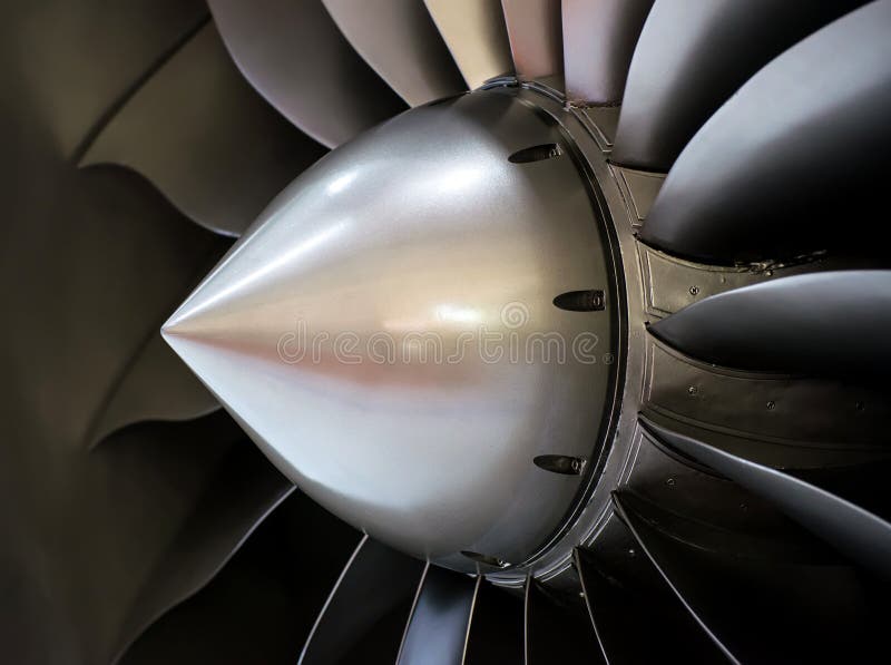 Close-up of a Large Jet Engine Turbine Blades Stock Photo - Image of ...