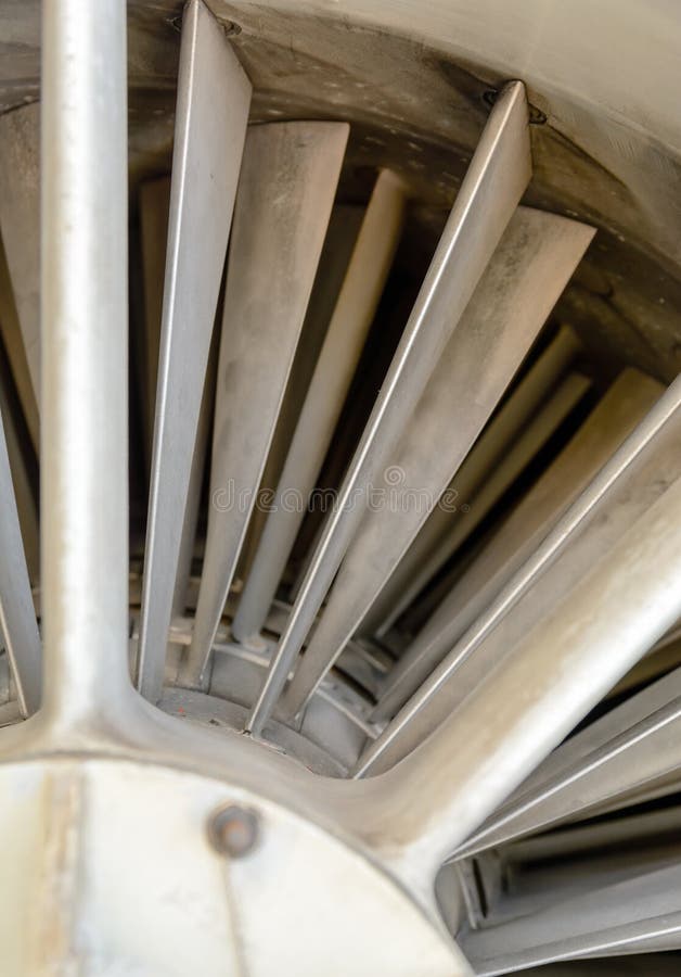 Turbine Blades and Inside a Close-up of Jet Engine Military Plane Stock ...