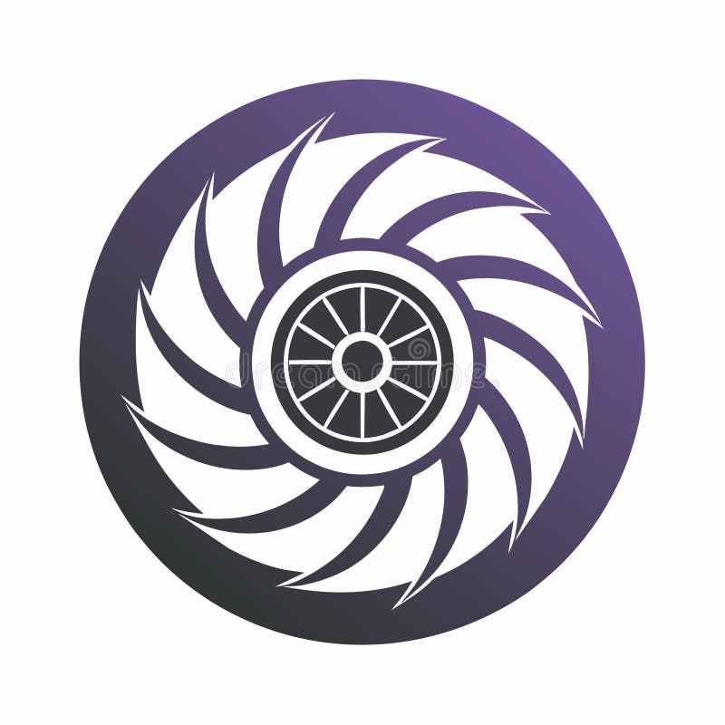 Turbine Engine Minimalist Design in Purple and White with a Black and ...