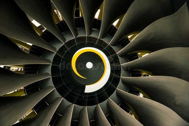 Close Up View Jet Engine Turbine Blade Assembly Stock Photos - Free ...