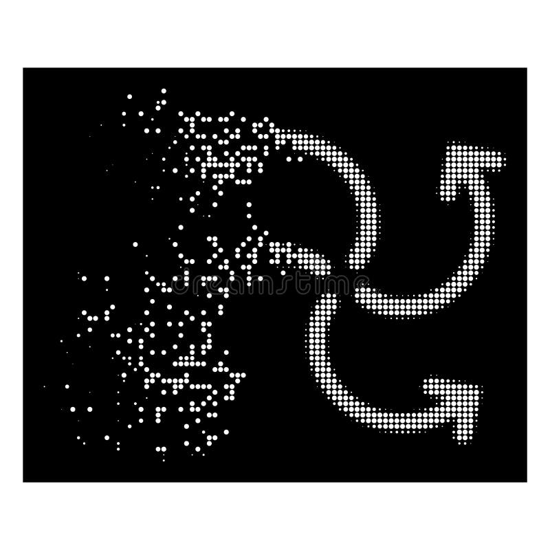 White Fractured Dot Halftone Turbine Rotation Icon Stock Vector ...