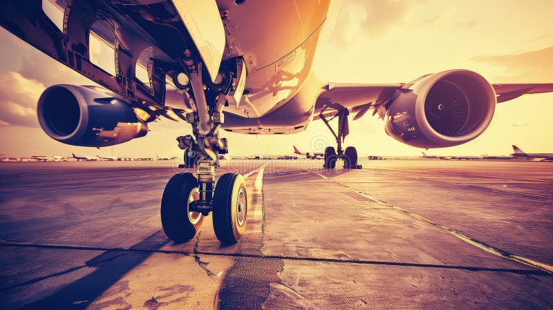 A Turbine on the Wing of a Modern Passenger Aircraft. Stock Image ...